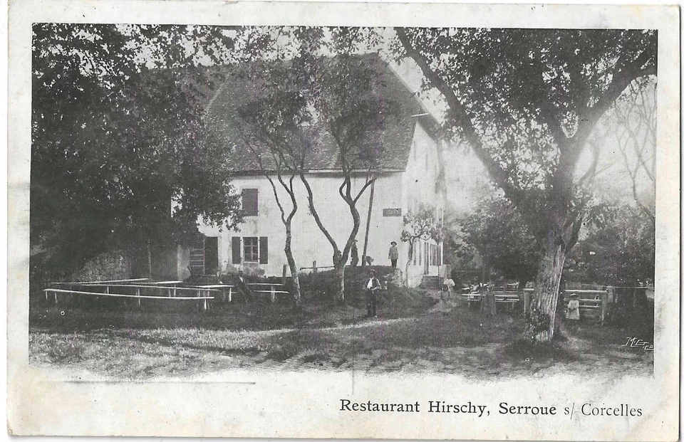Carte postale non voyagée, vers 1909, montrant le Restaurant Hirschy à ...